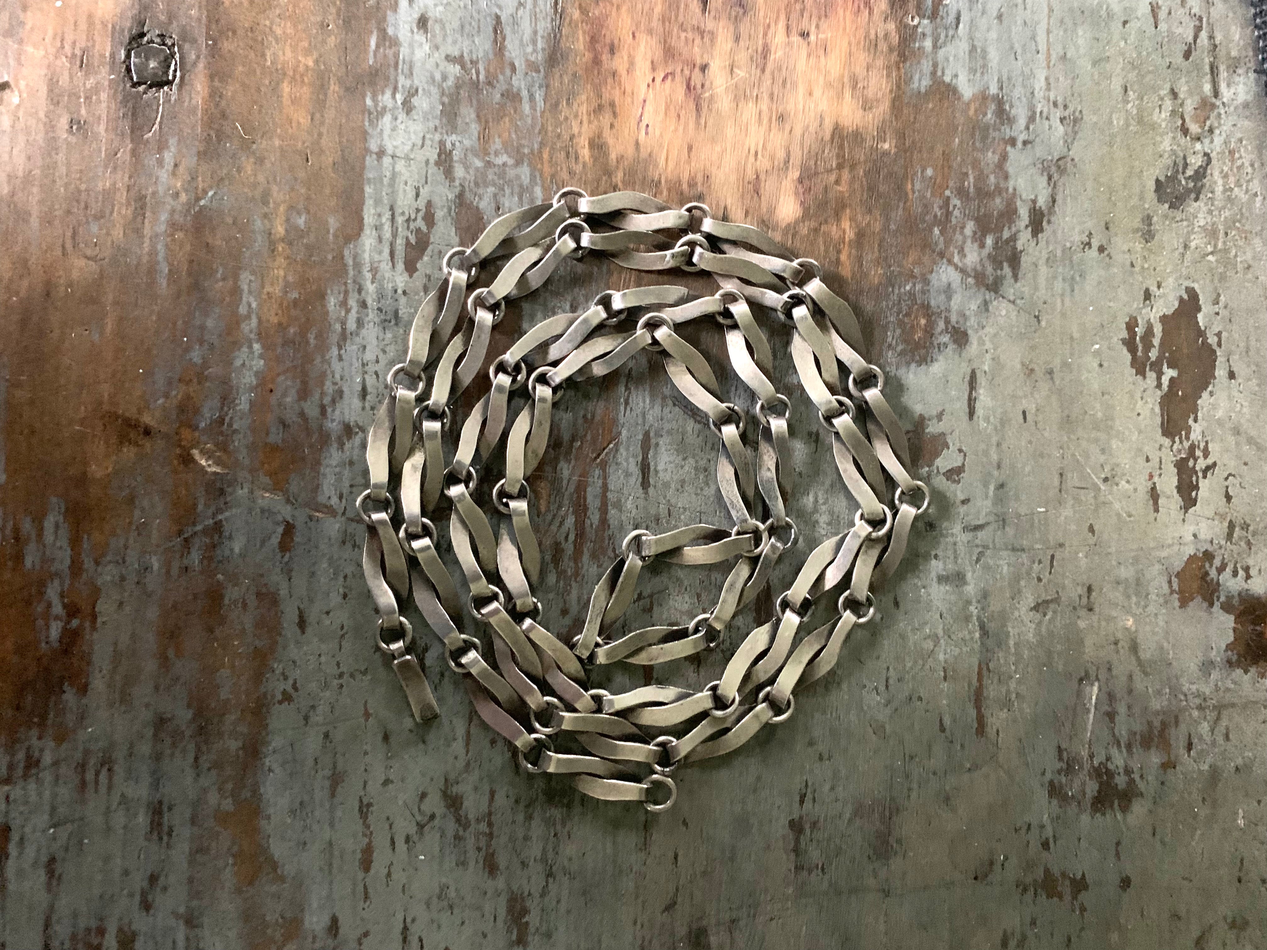 Heavy 35” Sterling Silver Taxco Mexico Link Chain – VG Antiques